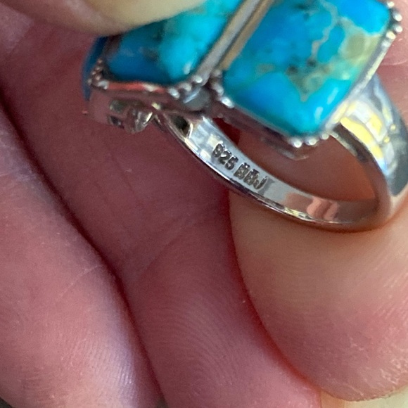 Bbj | Jewelry | Bbj Turquoise 3 Stone 925 Sterling Silver Ring Size 7 ...